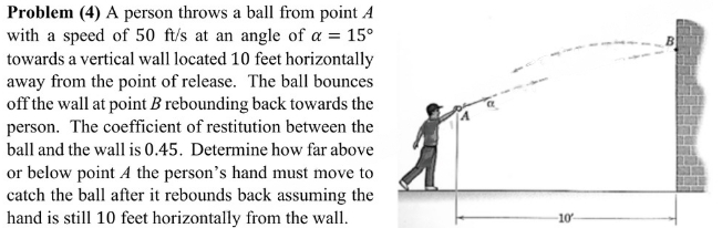 Problem (4) ﻿A person throws a ball from point Awith | Chegg.com