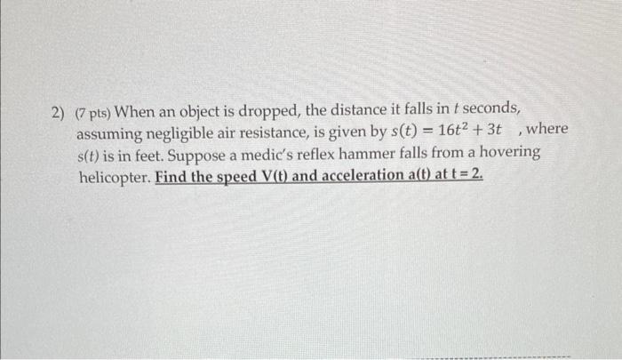 Solved when an object is dropped, the distance it falls in T | Chegg.com