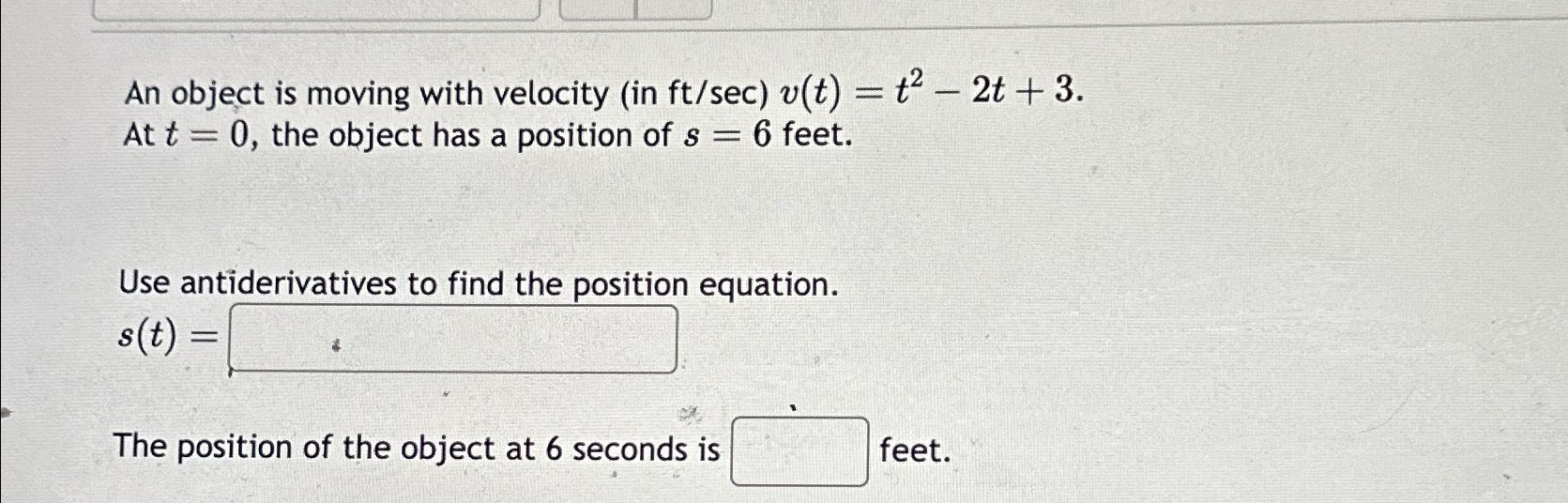 Solved An object is moving with velocity (in | Chegg.com