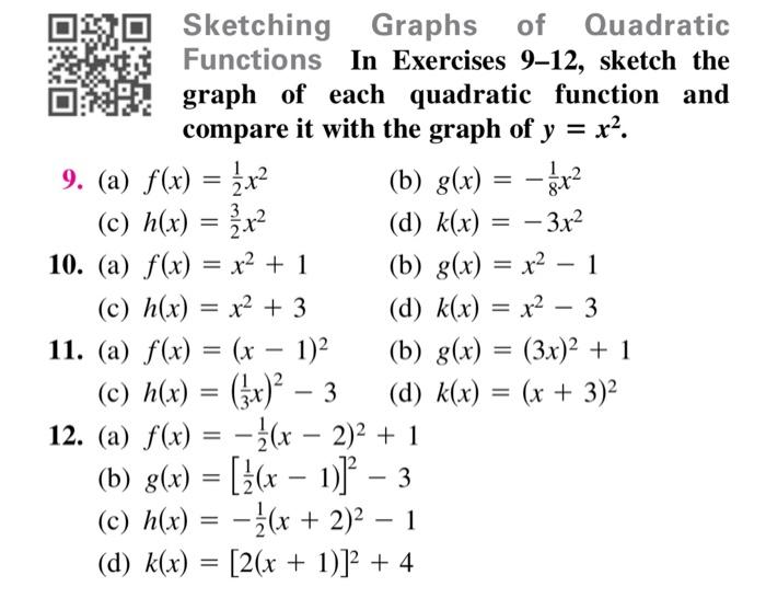 Solved Sketching Graphs of Quadratic Functions In Exercises | Chegg.com