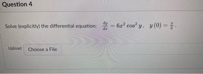 Solved Solve (explicitly) the differential equation: | Chegg.com