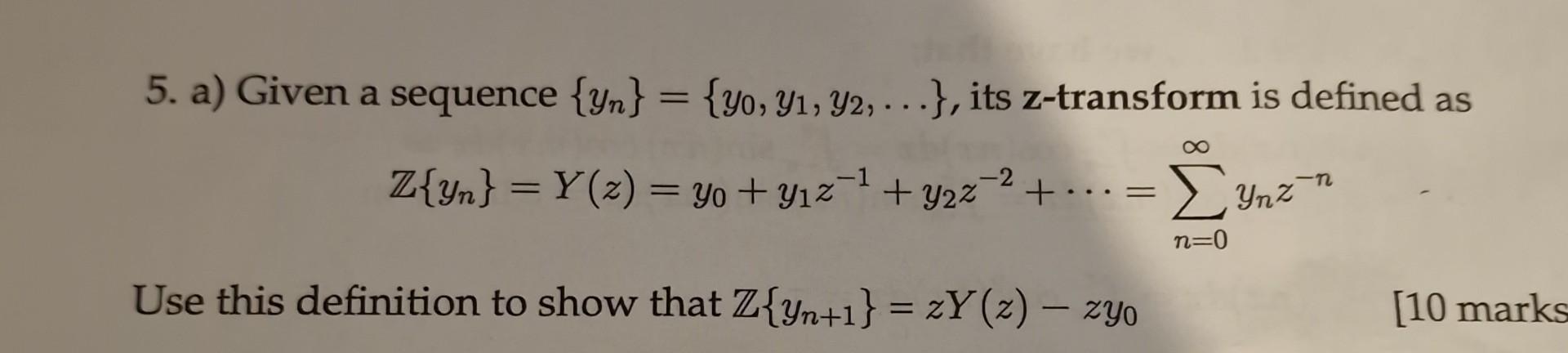 Solved sequence \\( \\left\\{y_{n}\\right\\}=\\left\\{y_{0}, | Chegg.com