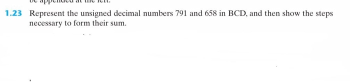 Solved 1.23 Represent the unsigned decimal numbers 791 and | Chegg.com