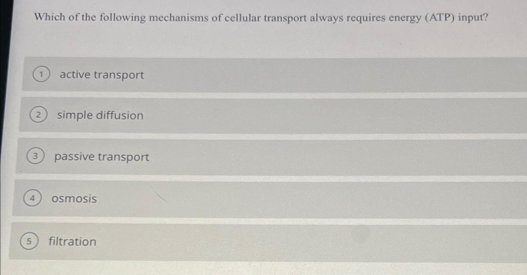 Solved Which of the following mechanisms of cellular | Chegg.com