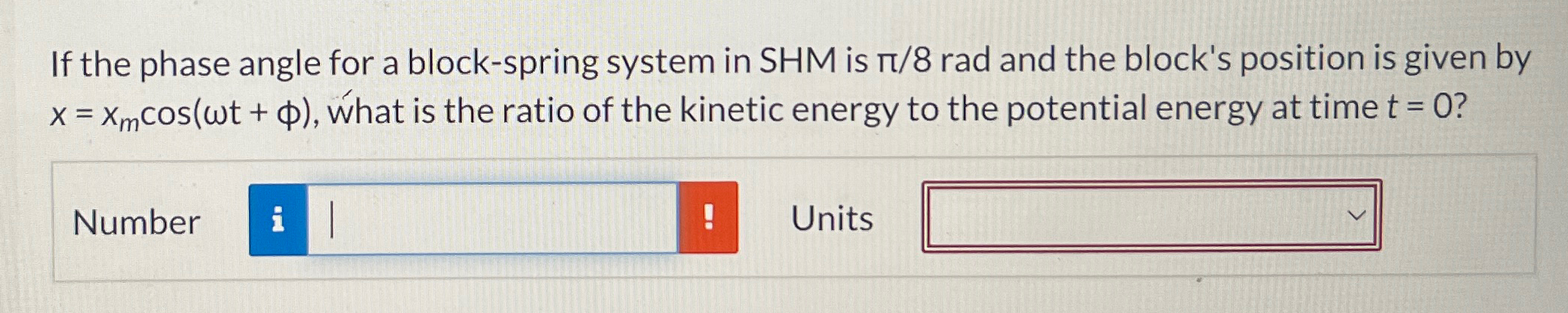 Solved If the phase angle for a block-spring system in SHM | Chegg.com