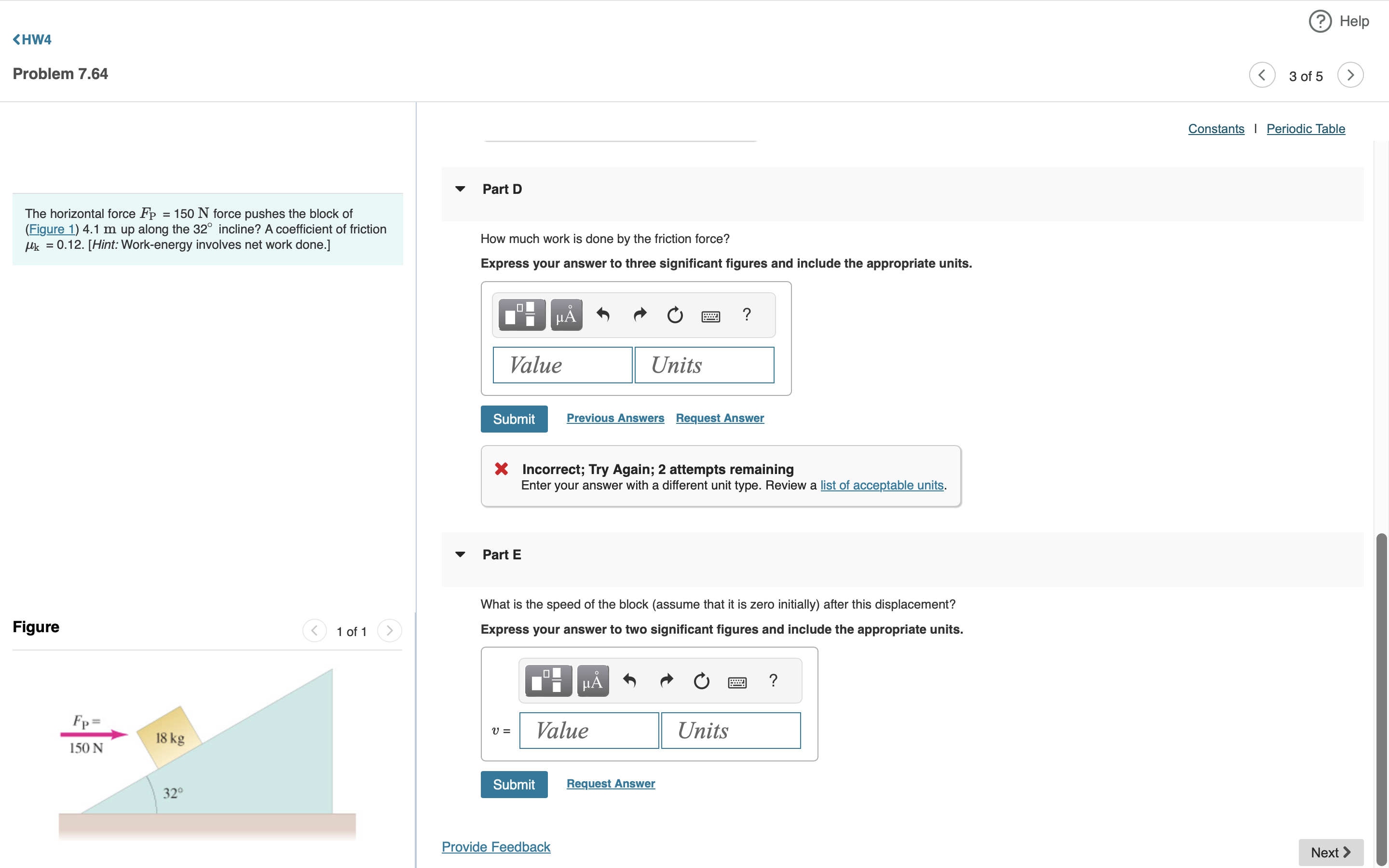 Solved The horizontal force FP=150N ﻿force pushes the block | Chegg.com