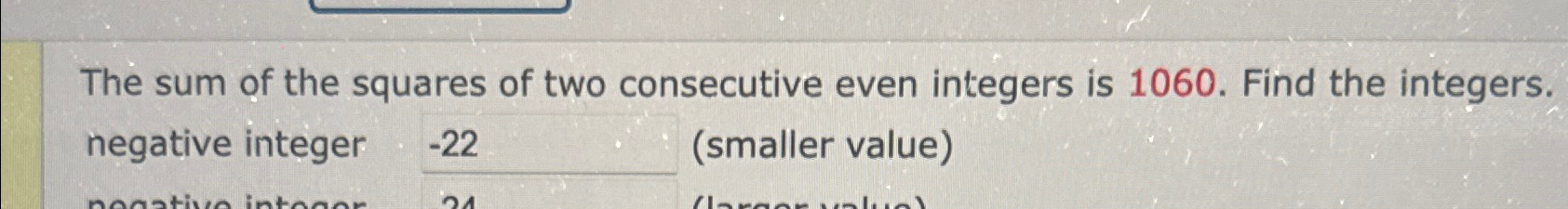 Solved The sum of the squares of two consecutive even | Chegg.com