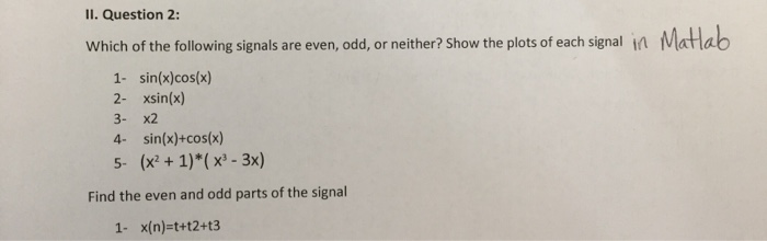 Solved II. Question 2: Which of the following signals are | Chegg.com