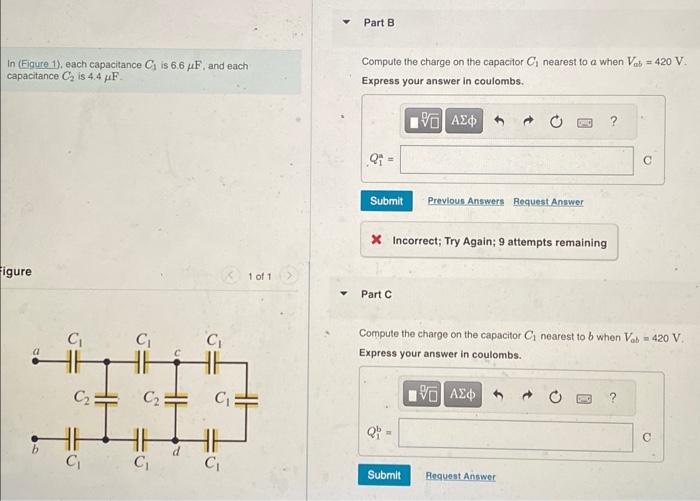 Compute the charge on the capacitor C2 nearest to a | Chegg.com