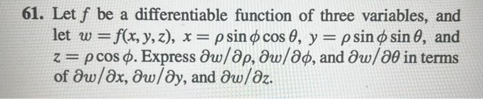 Solved Let f be a differentiable function of three | Chegg.com