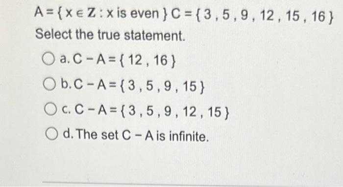 Solved A={x∈Z:x is a prime number }B={4,7,9,11,13,14} Select | Chegg.com