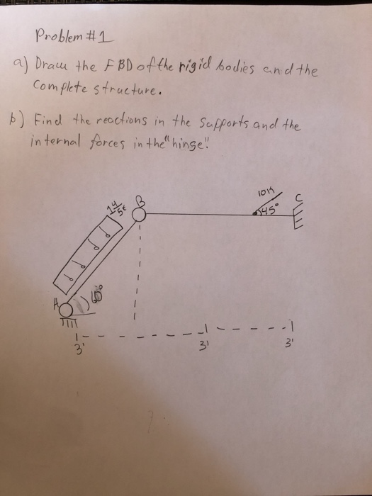 Solved Problem #1 a) Dram the FBD of the rigid bodies and | Chegg.com