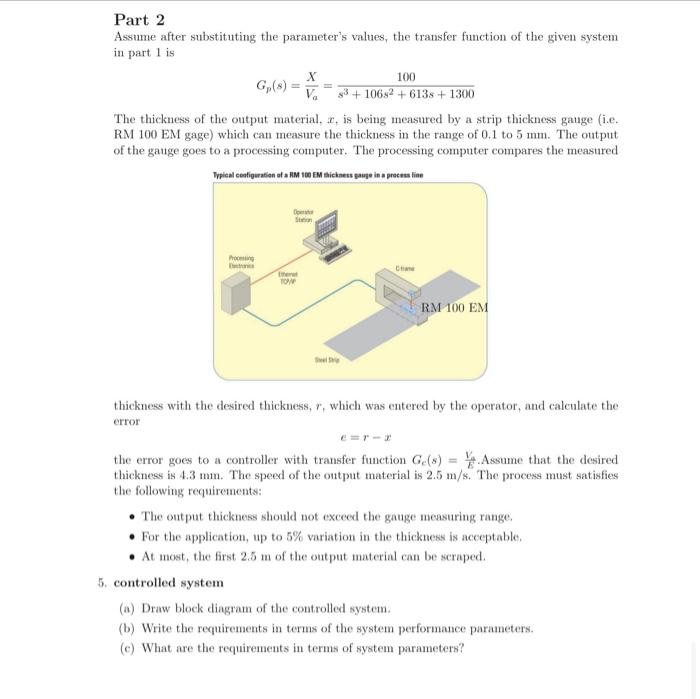 Part 2 Assume after substituting the parameter's | Chegg.com