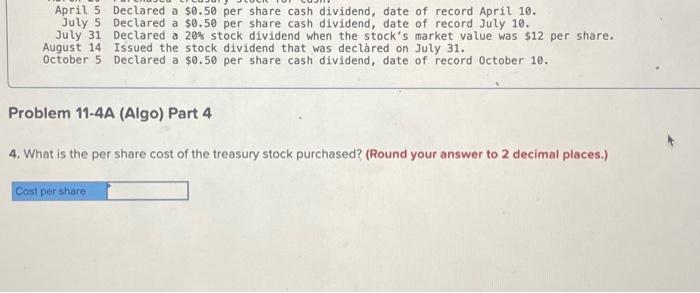 Solved Required information Problem 11-4A (Algo) Analyzing | Chegg.com