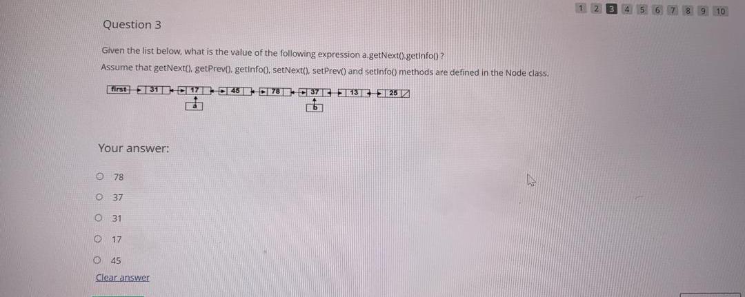 Solved Question 3Given the list below, what is the value of | Chegg.com