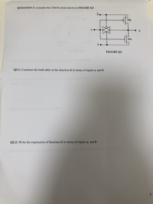 Solved QUESTION 3: Consider the CMOS circuit shown in FIGURE | Chegg.com