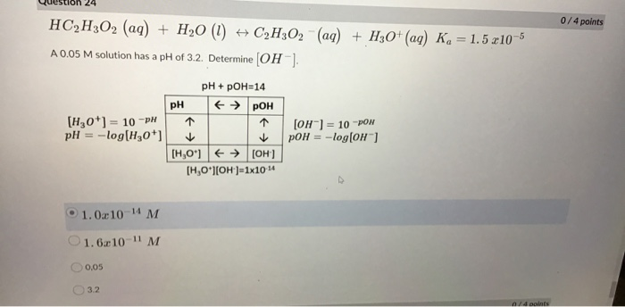 Solved Question 24 0/4 points HC2H302 (aq) + H2O (1) C2H2O2 | Chegg.com
