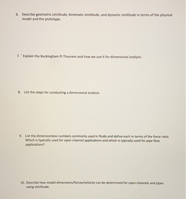 Solved 6. Describe geometric similitude, kinematic | Chegg.com