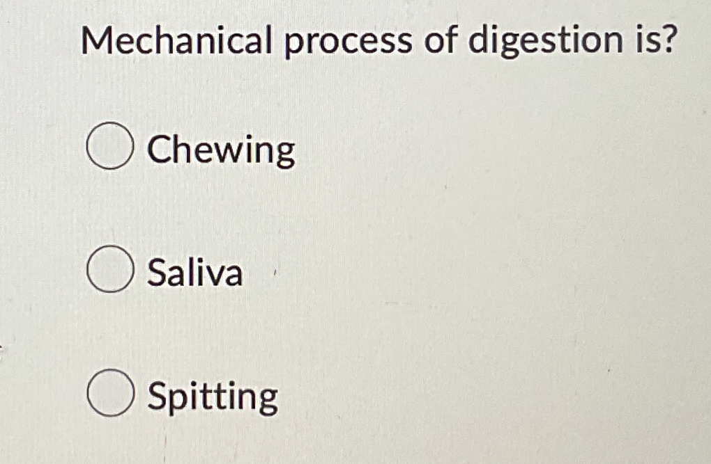 Solved Mechanical process of digestion | Chegg.com