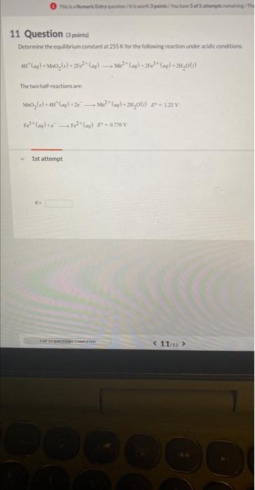 Solved 11 Question i3 points) Determine the equilibriam | Chegg.com