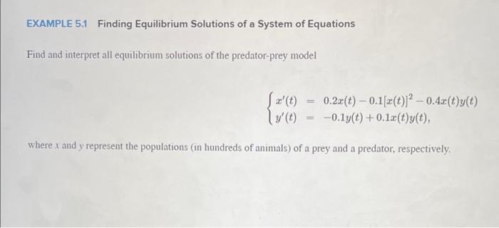 Solved EXAMPLE 5.1 Finding Equilibrium Solutions of a System | Chegg.com