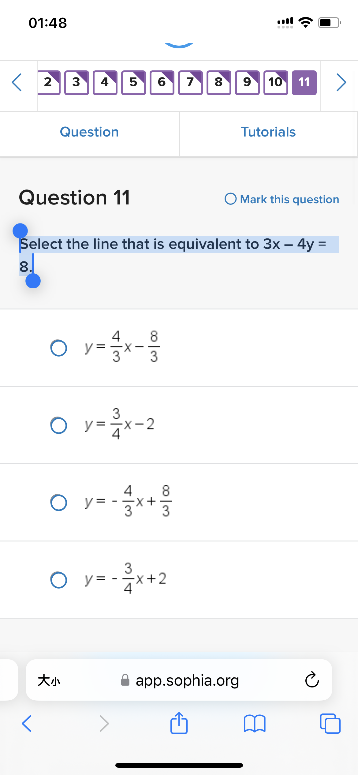 Solved Question 11Select the line that is equivalent to | Chegg.com
