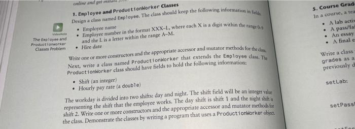 Solved wine and get a 1. Employee and ProductionWorker | Chegg.com