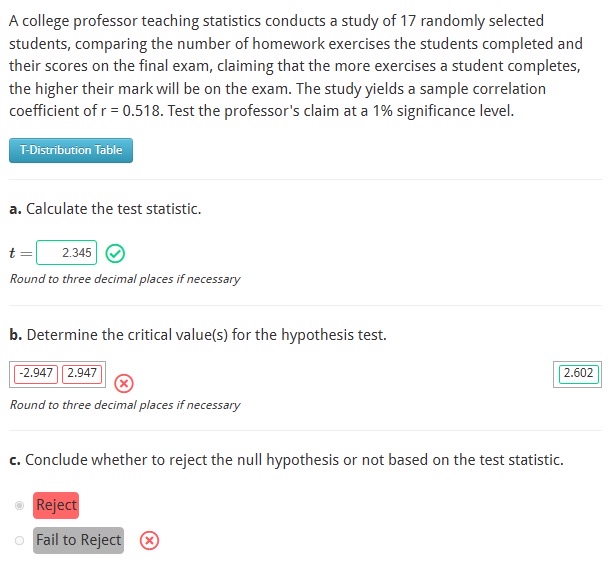 Solved A college professor teaching statistics conducts a | Chegg.com