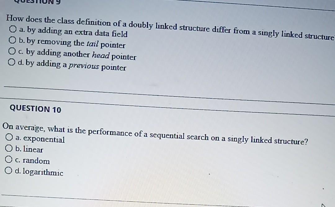 Solved How Does The Class Definition Of A Doubly Linked 