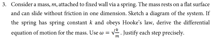 Solved Consider a mass, m, ﻿attached to fixed wall via a | Chegg.com
