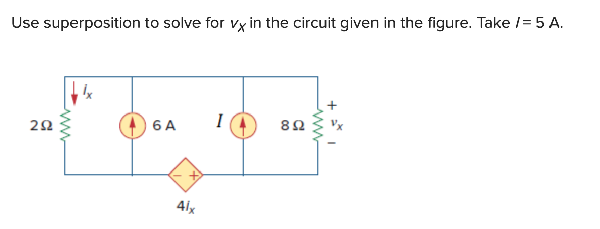 Solved Use superposition to ﻿solve for vx in ﻿the circuit | Chegg.com