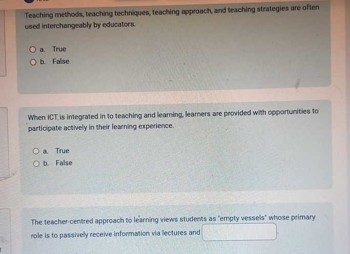 Solved Teaching methods, teaching techniques, teaching | Chegg.com