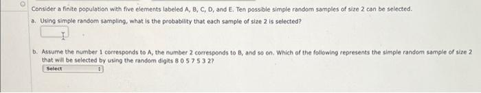 Solved Consider a finite population with five elements | Chegg.com