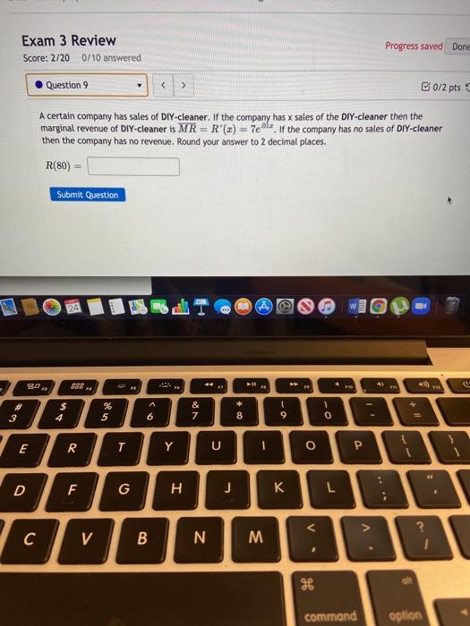Solved Exam 3 Review Score: 2/200/10 answered Progress saved | Chegg.com