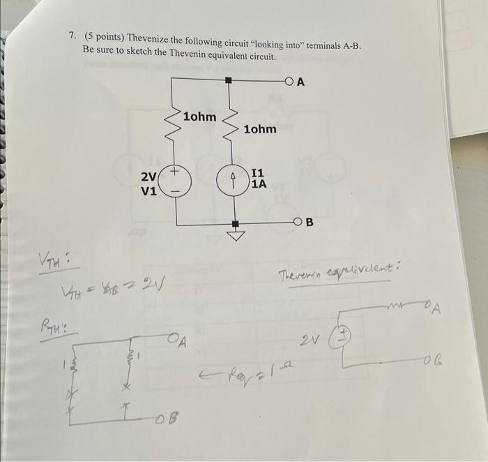 Solved 7. (5 points) Thevenize the following circuit | Chegg.com