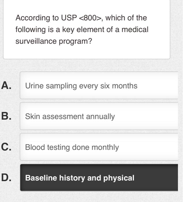 Solved According to USP , which of the following is a | Chegg.com
