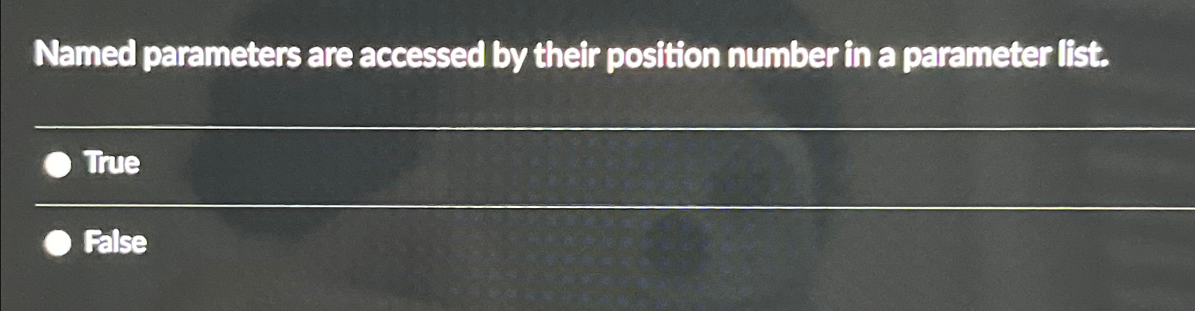Solved Named parameters are accessed by their position | Chegg.com