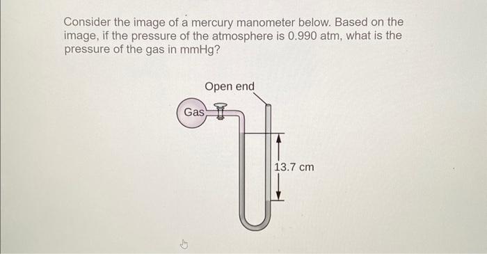 Solved Consider the image of a mercury manometer below. | Chegg.com