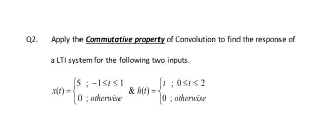 Solved 2. Apply the Commutative property of Convolution to | Chegg.com
