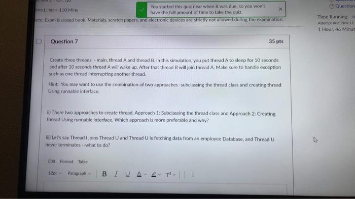 Solved Limit = 110Mins You started this quiz near when it | Chegg.com