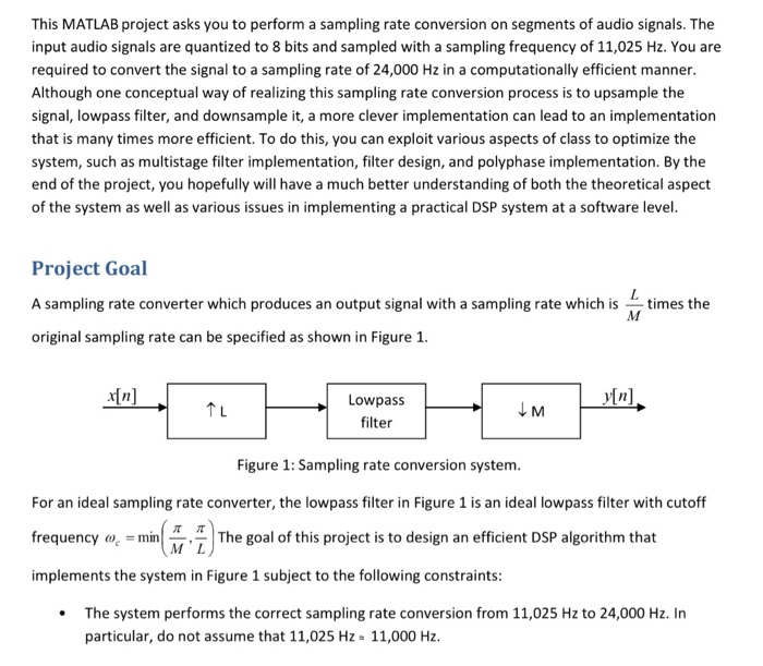 This MATLAB project asks you to perform a sampling | Chegg.com