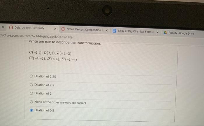 Solved O Quiz U6 Test - Similarity X Notes: Percent | Chegg.com