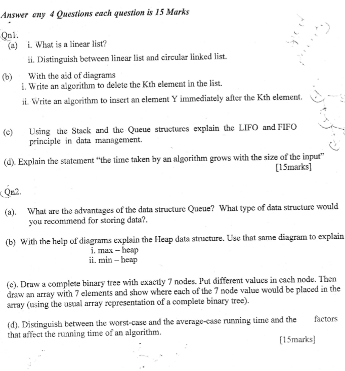 Solved Answer any 4 ﻿Questions each question is 15 | Chegg.com