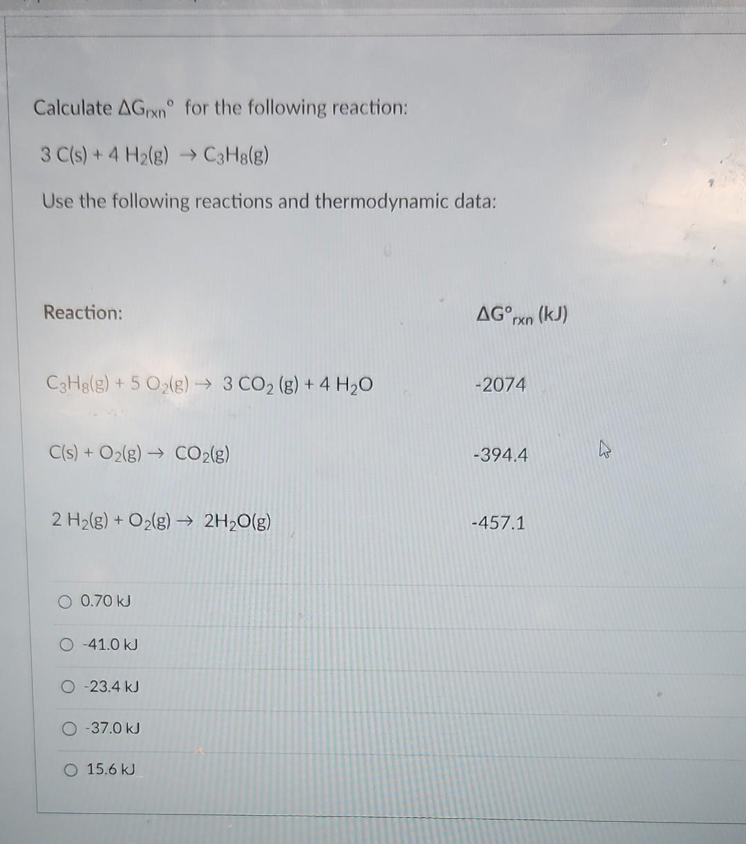 Solved Calculate ΔGIxn∘ for the following reaction: | Chegg.com