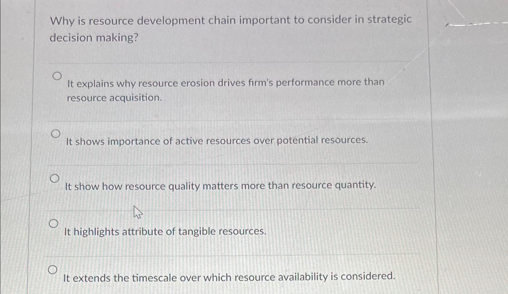 Solved Why is resource development chain important to | Chegg.com