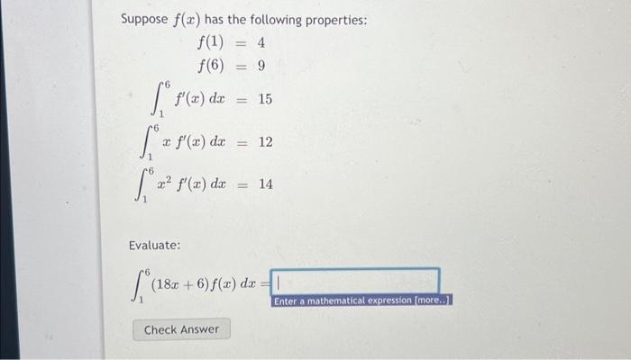 Solved Suppose f(x) has the following properties: | Chegg.com