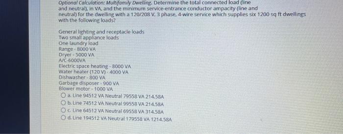 Solved Optional Calculation: Multifamily Dwelling. Determine | Chegg.com