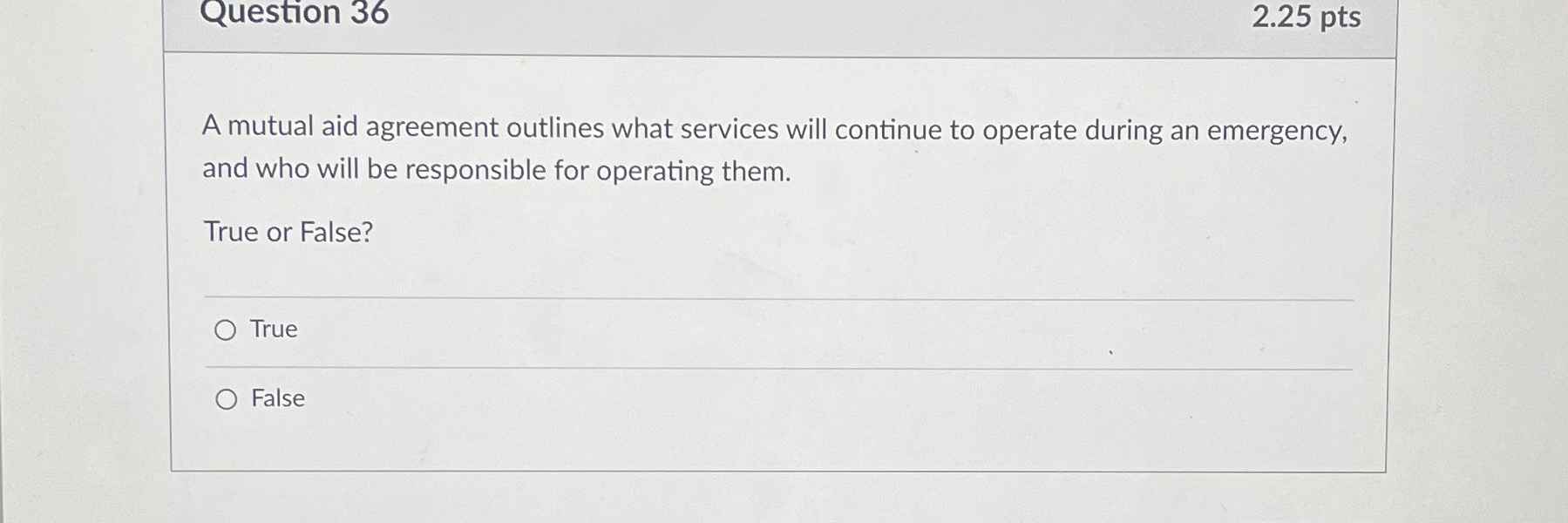 Solved Question 362.25 ﻿ptsA mutual aid agreement outlines | Chegg.com