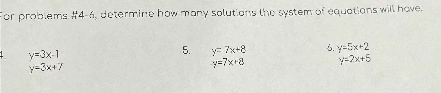 Solved Fr problems #4-6, ﻿determine how many solutions the | Chegg.com
