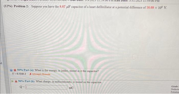 Solved (12\%) Problem 2: Suppose you have the 8.67μF | Chegg.com
